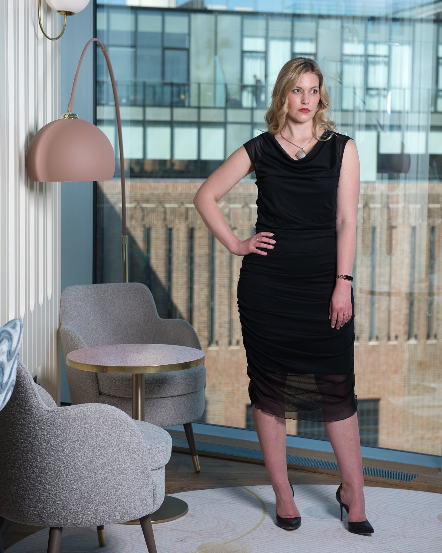 Mid Size and Plus Size Boudicca Black Ruched Dress – Sylvia Piechulla