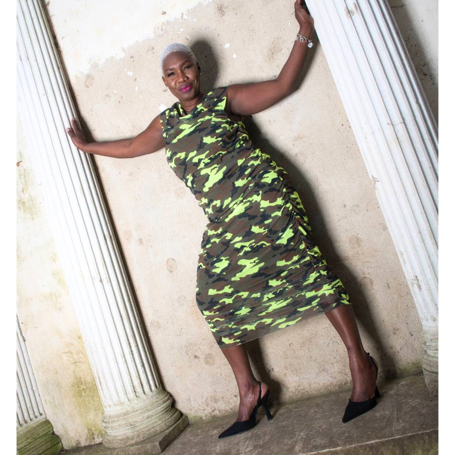 Summer Plus Size Premium Green Yellow Camouflage Camo Dress